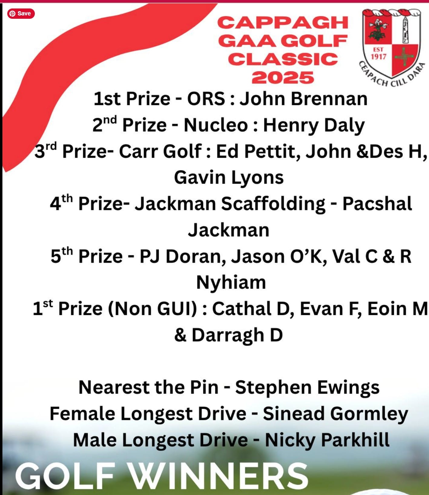 Fast Floor Screed delighted to support Cappagh GAA 2025 Golf Classic - Fast Floor Screed